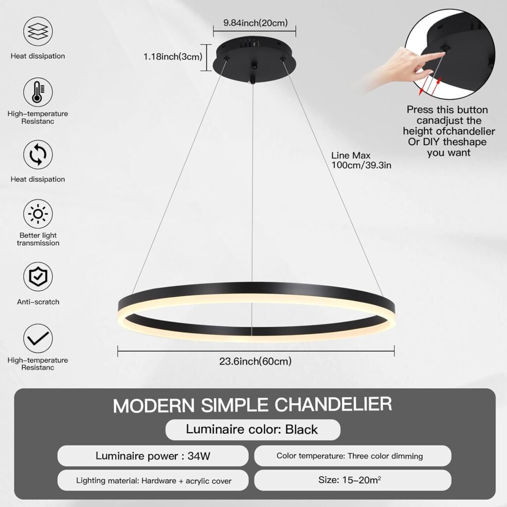 Buy Modern LED Ring Chandelier Light with Remote Control in Dubai